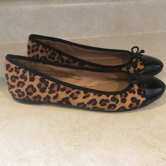 Merona | Shoes | 425 Merona Animal Print And Black Ballet Flats | Poshmark